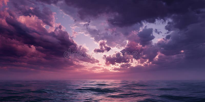 A Rich Violet Ocean Under a Sky Filled with Stars for Dreamy, Oceanic ...