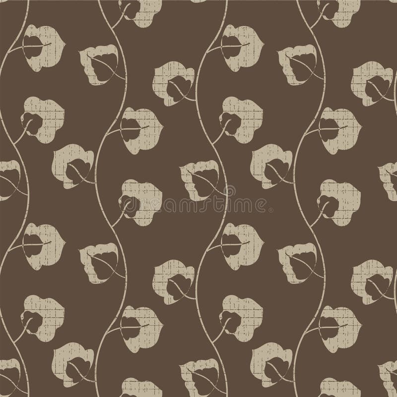 Rich Warm Brown Trailing Florals Vector Seamless Pattern Background ...