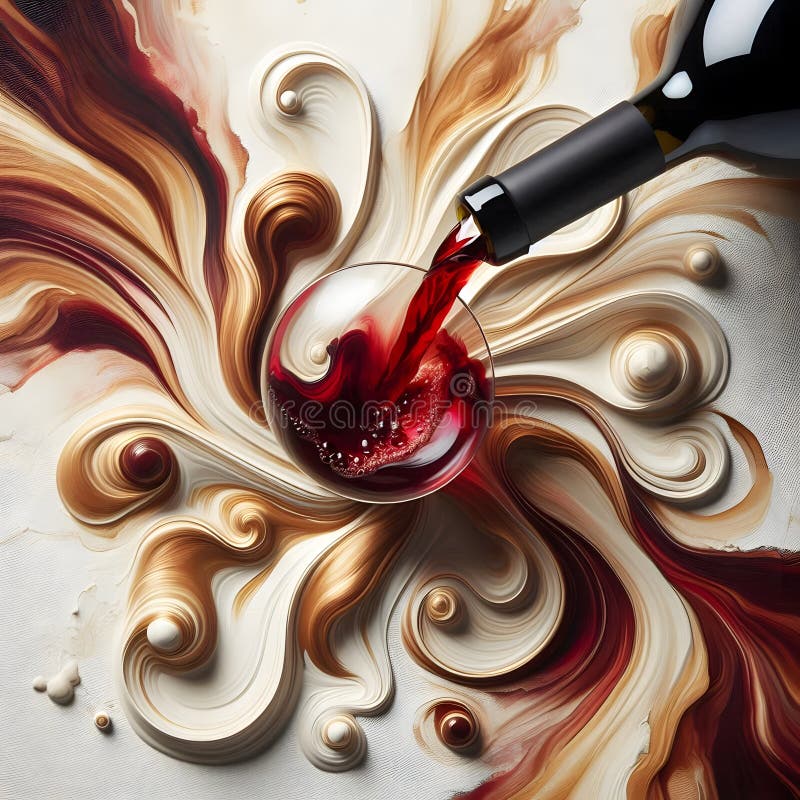Rich Wine Pour with Dynamic Burgundy Pattern and Sophisticated Flow ...