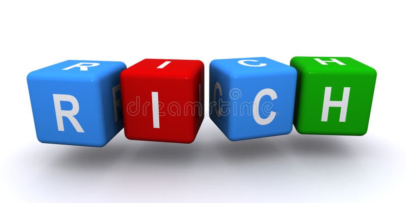 Rich word block on white stock illustration. Illustration of decision ...