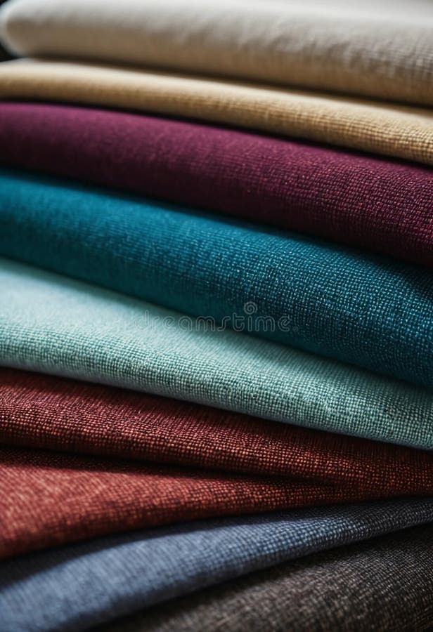 Richly Colored Fabric Samples Stack Harmoniously, Showcasing a Variety ...