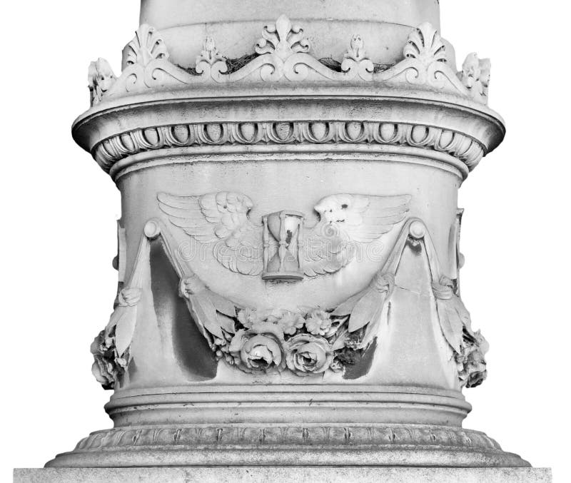 Richly Decorated Column with Floral and Animal Elements on a White ...