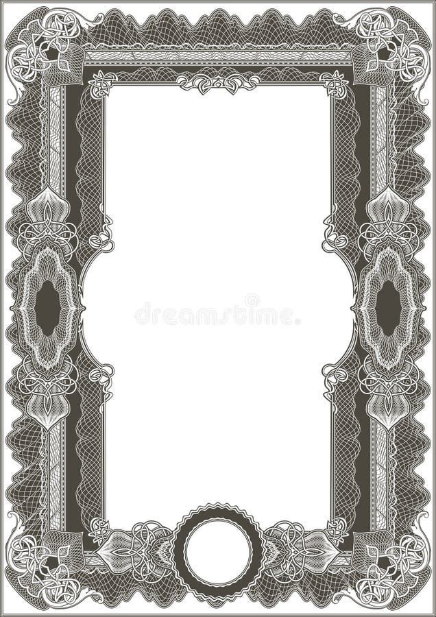 Richly Decorated Vertical Certificate Frame Gray Stock Illustration ...