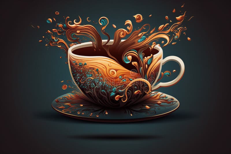 Richly Detailed Coffee Cup Vector. Generative Ai Stock Illustration ...