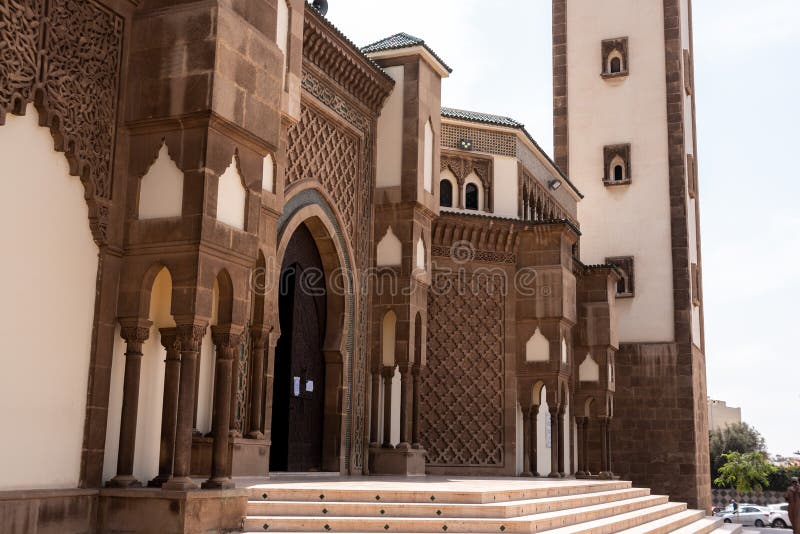 Richly Ornated Mohammed V Mosque in Downtown Agadir Stock Image - Image ...