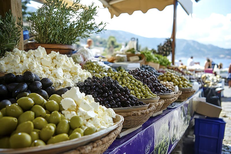 Richly Textured Olives in a Traditional Greek Market Setting Stock ...