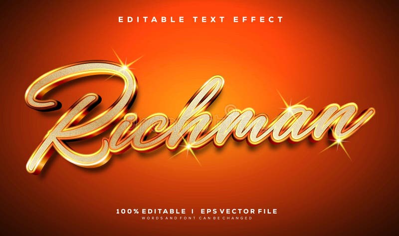 Richman 3d Vector Text Effect with Modern Style Design Stock Illustration - Illustration of ...