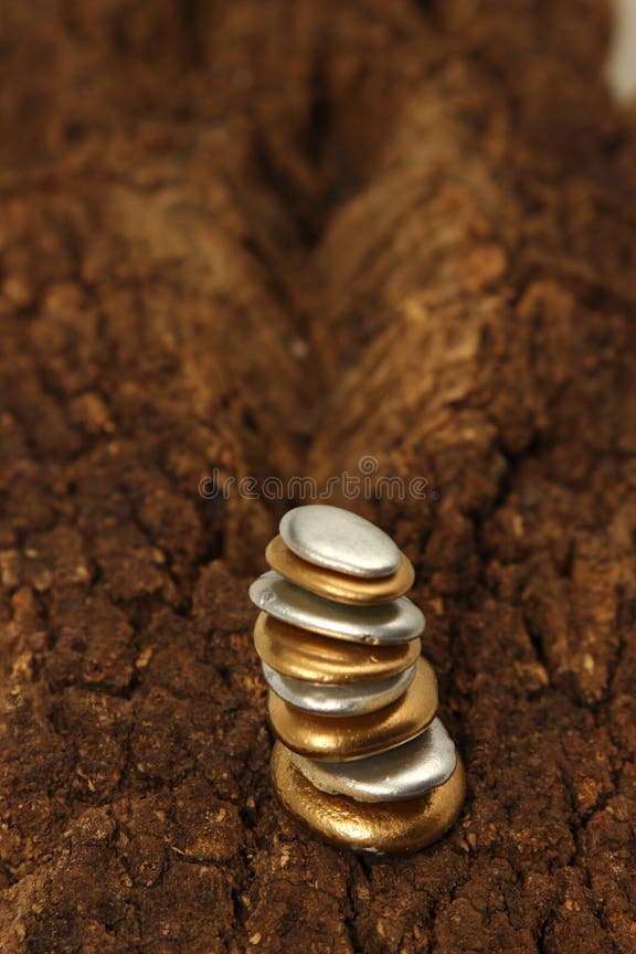 Gold Pebble Contemplkation of Richness Stock Photo - Image of money ...