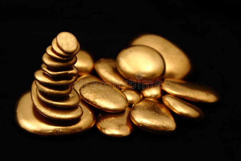 Gold Pebble Contemplkation of Richness Stock Photo - Image of element ...