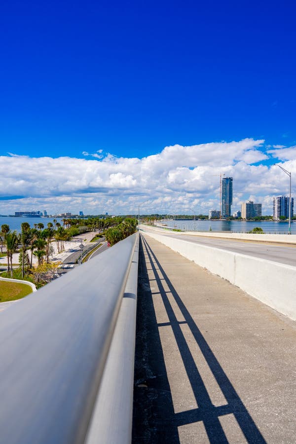 Rickenbacker Causeway Miami Bridge Protected Pedestrian Sidewalk ...