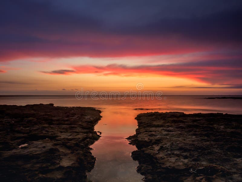 Ricketts Point Beach Rockpool in the Evening Stock Image - Image of ...