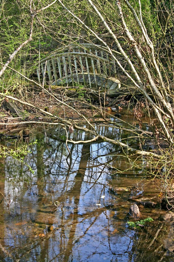 Rickety Footbridge in the Woods Stock Image - Image of unsafe ...