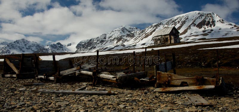 Rickety Hut Behind Rusty Old Mining Equipment Stock Image - Image of ...
