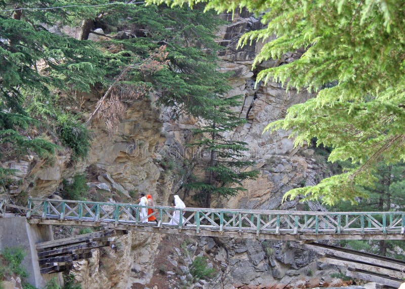 Rickety Mountain Bridge Over Deep Gorge Stock Photo - Image of deep ...