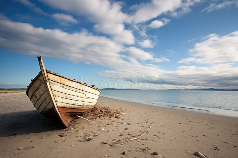 A Rickety Old Boat on a Deserted Beach Stock Photo - Image of generated ...