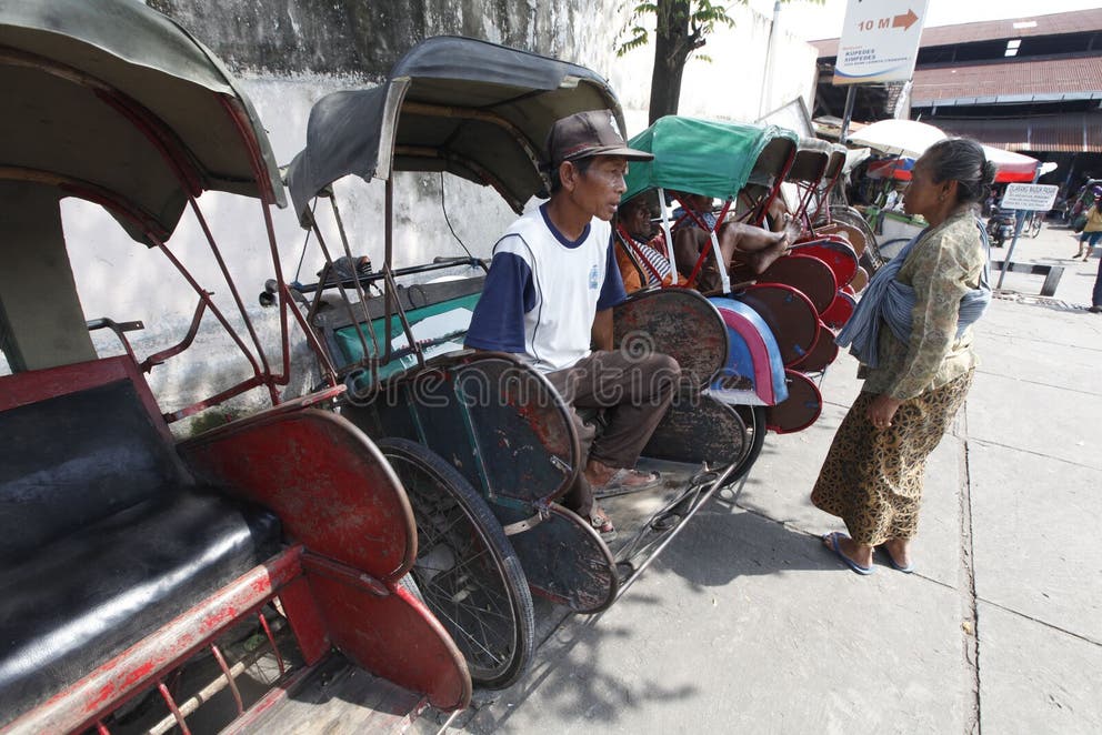 Ricksaw editorial image. Image of solo, snow, indonesia - 39430975