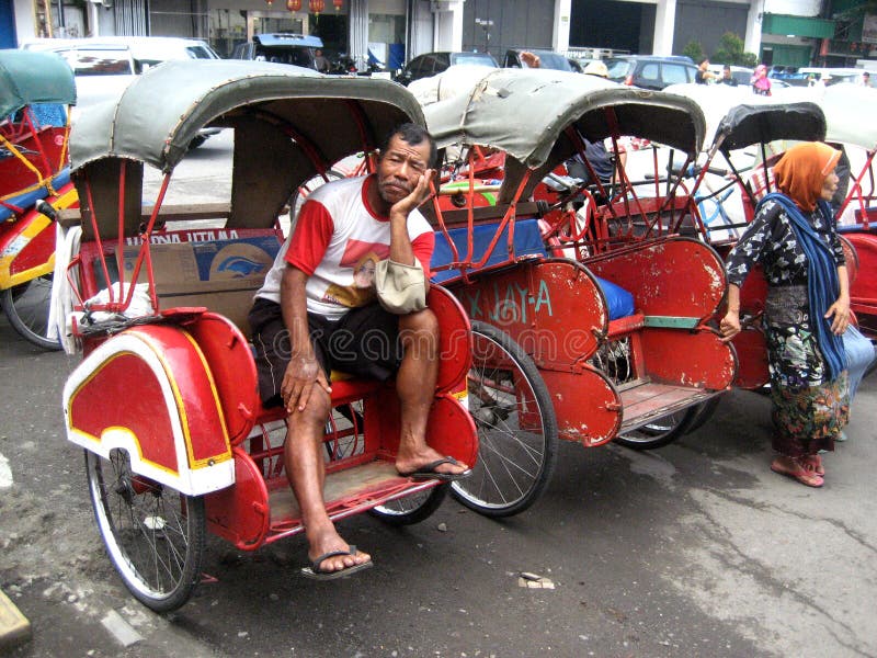 Ricksaw editorial stock photo. Image of java, indonesia - 67090858