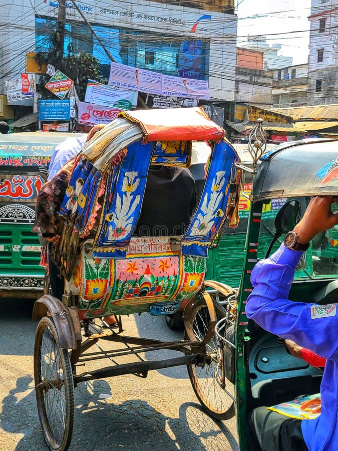 Rickshaw editorial image. Image of lifestyle, town, rickshaw - 254063745