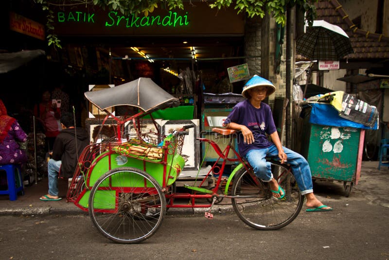 A Rickshaw Driver of Yogyakarta, Indonesia Editorial Photography ...