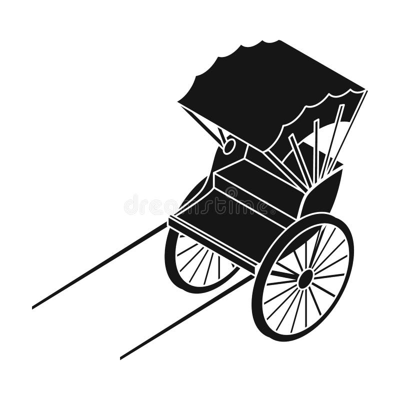 Rickshaw Icon in Outline Style Isolated on White Background ...