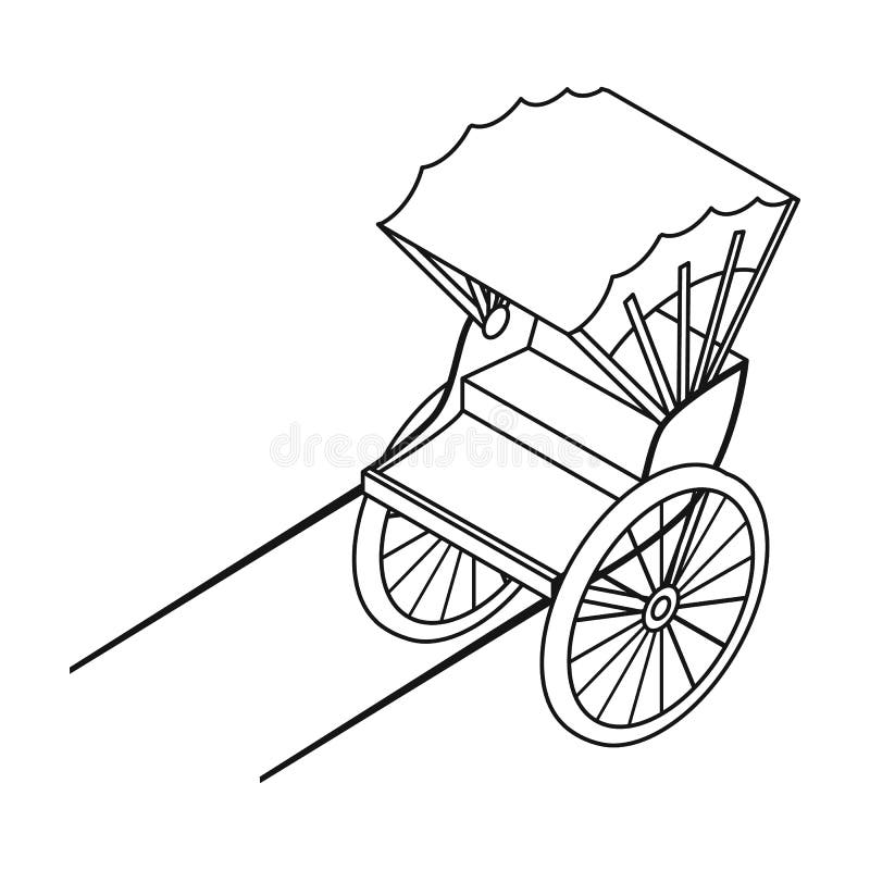 Rickshaw Icon, Outline Style Stock Vector - Illustration of background ...