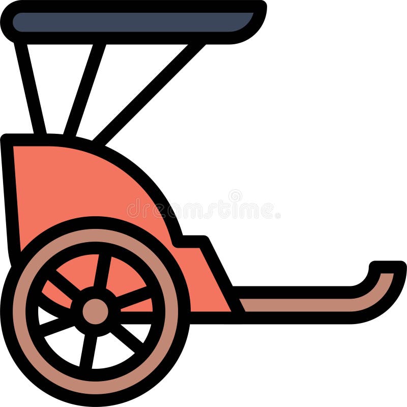 Rickshaw Icon in Outline Style Isolated on White Background ...