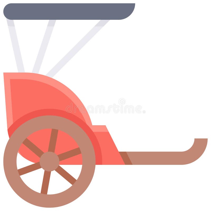 Rickshaw Icon in Outline Style Isolated on White Background ...