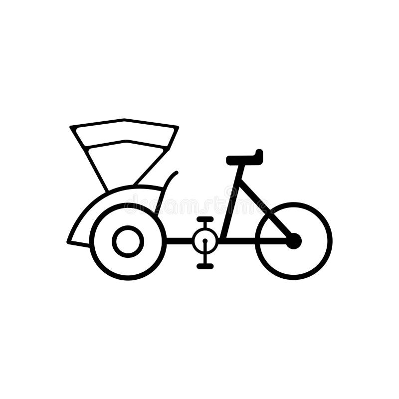 Rickshaw Icon in Outline Style Isolated on White Background ...