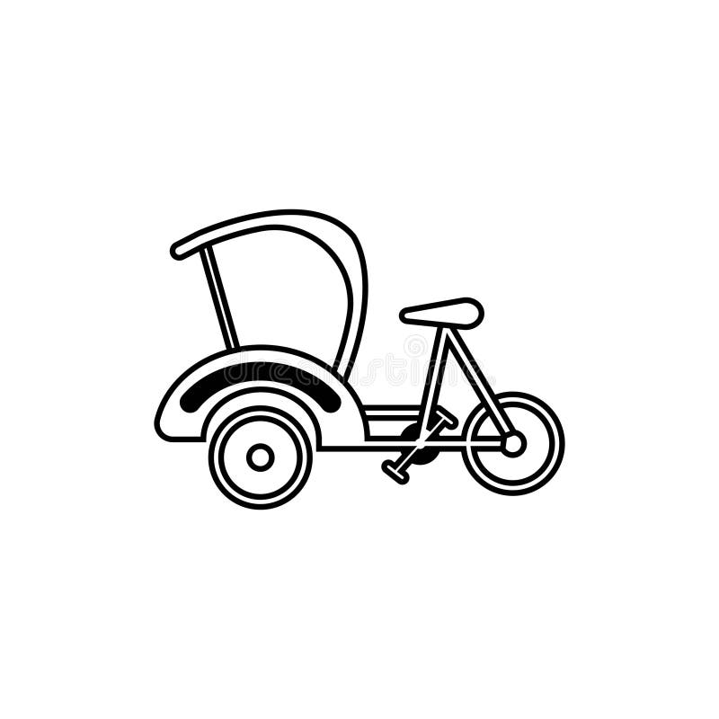 Rickshaw Icon in Outline Style Isolated on White Background ...