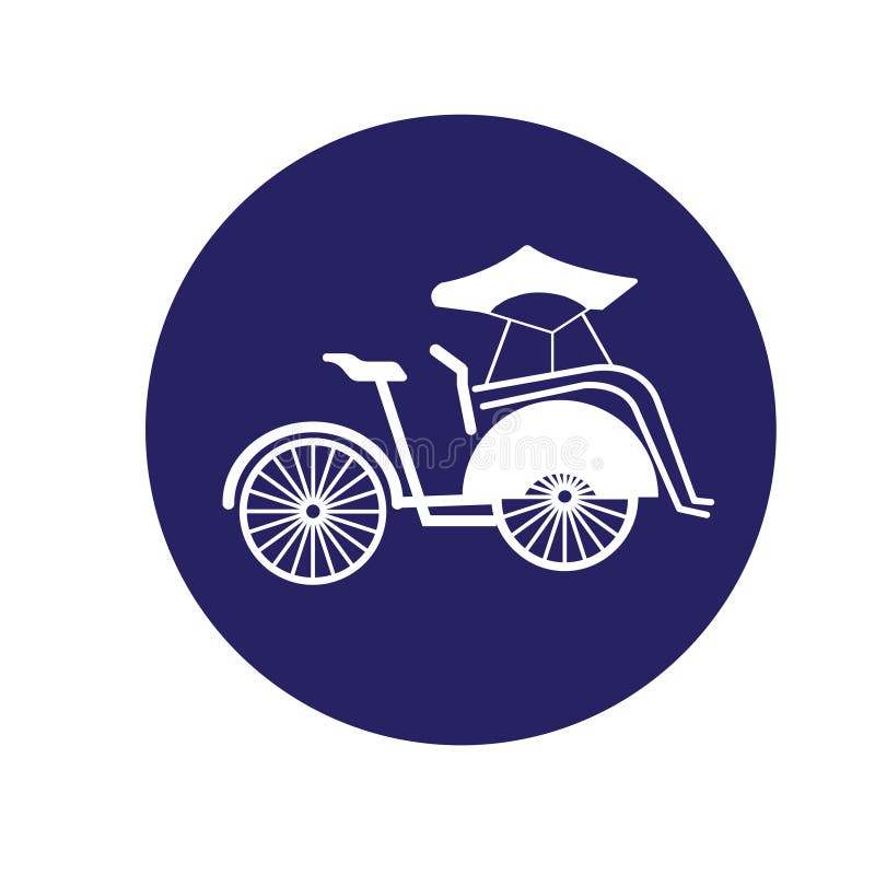 Rickshaw Icon in Outline Style Isolated on White Background ...