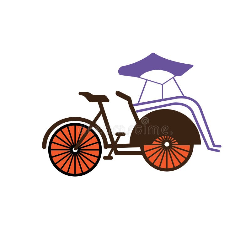 Rickshaw Icon in Outline Style Isolated on White Background ...