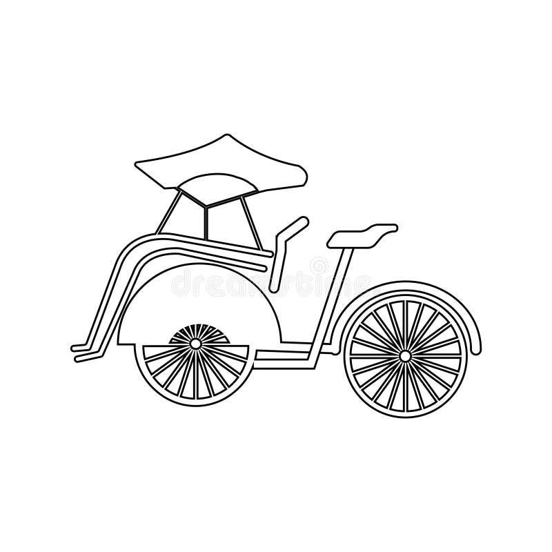 Rickshaw Icon in Outline Style Isolated on White Background ...