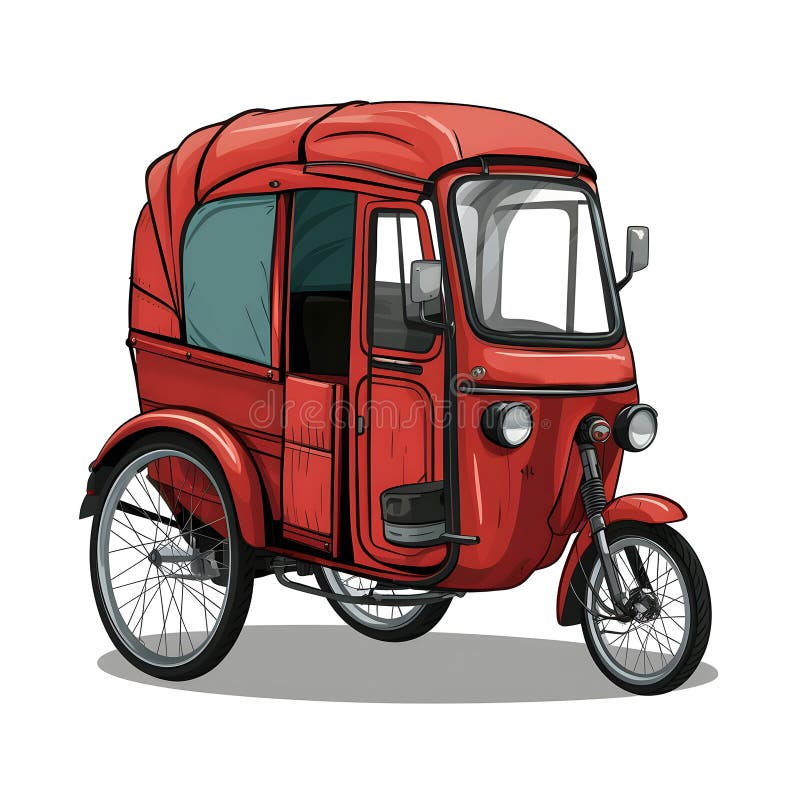 Rickshaw Kawaii Illustration Stock Illustration - Illustration of ...