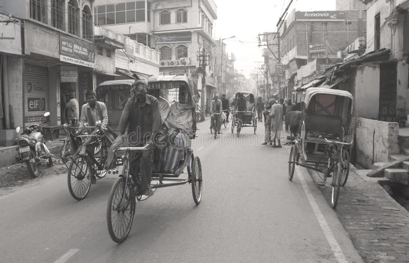 Indian bicycle rickshaws. editorial stock image. Image of indian ...