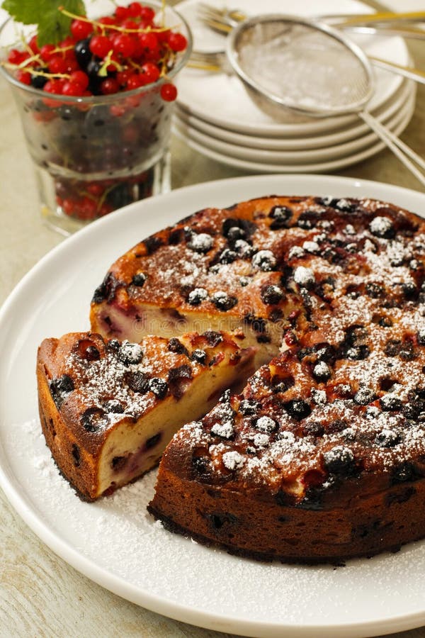 Ricotta Cheese Cake with Berries on White Dish Stock Image - Image of ...