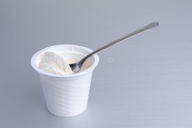 Ricotta Cheese with Spoon in Pot Stock Image - Image of snack ...