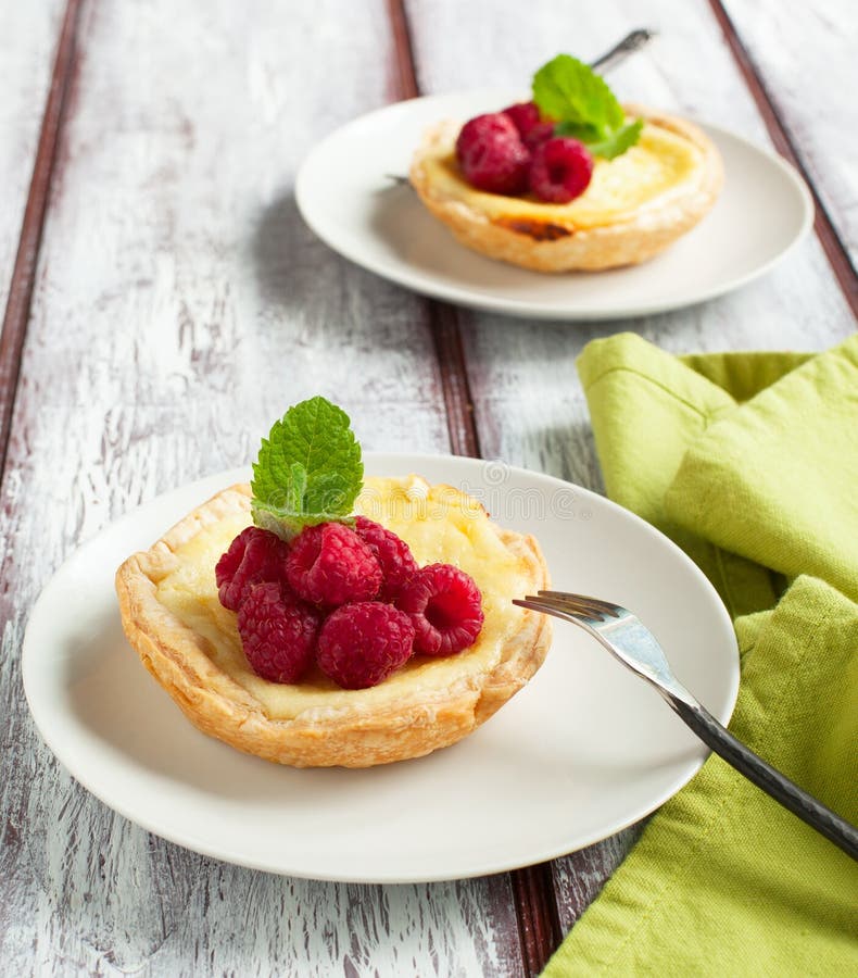 Ricotta Cheese Tartlets with Raspberries Stock Photo - Image of cake ...