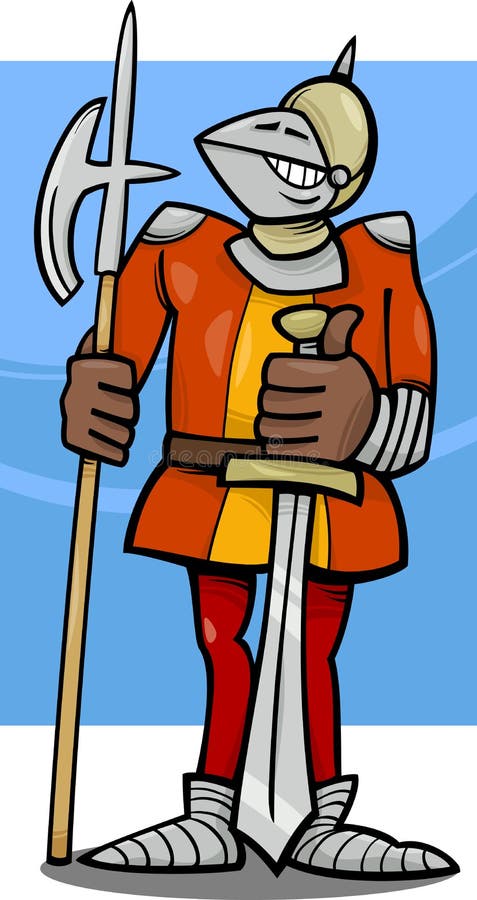 Riddare I Harnesktecknad Filmillustration Vektor Illustrationer ...