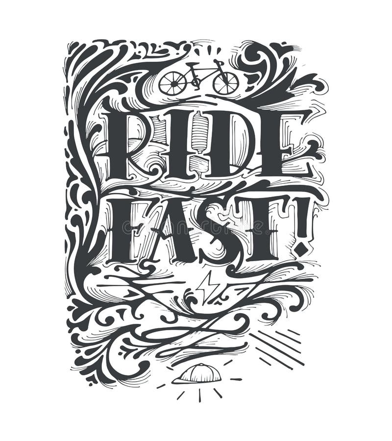 Ride fast stock vector. Illustration of retro, drawing - 52681450