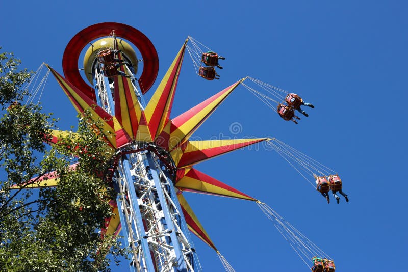 High Scary Spinning Ride in Amusement Park Editorial Stock Photo ...