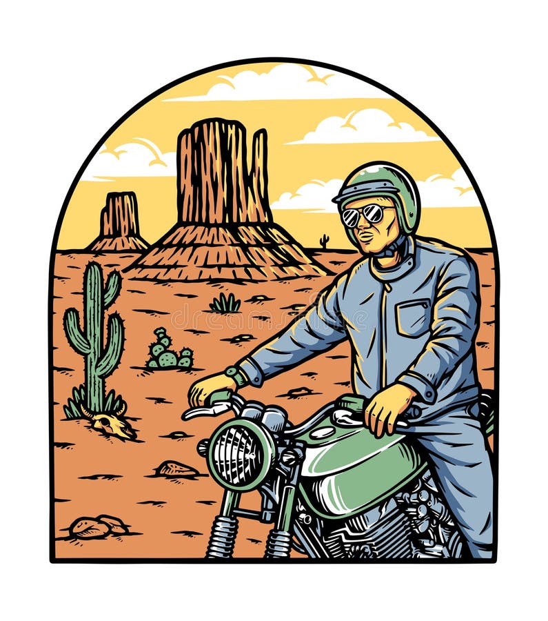 Ride a Motorbike into the Desert Stock Vector - Illustration of tour ...