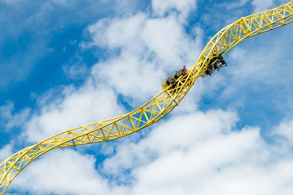 Ride Roller Coaster in Motion in Amusement Park Editorial Photography ...