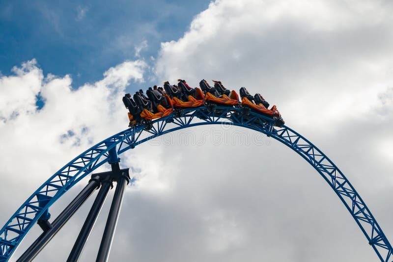 Ride Roller Coaster in Motion in Amusement Park Editorial Stock Image ...