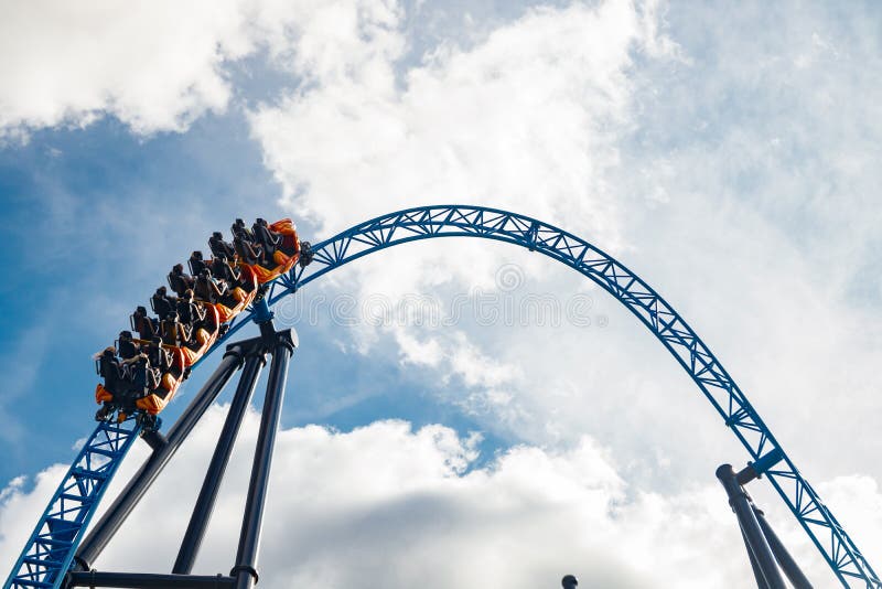 Ride Roller Coaster in Motion in Amusement Park Editorial Image - Image ...