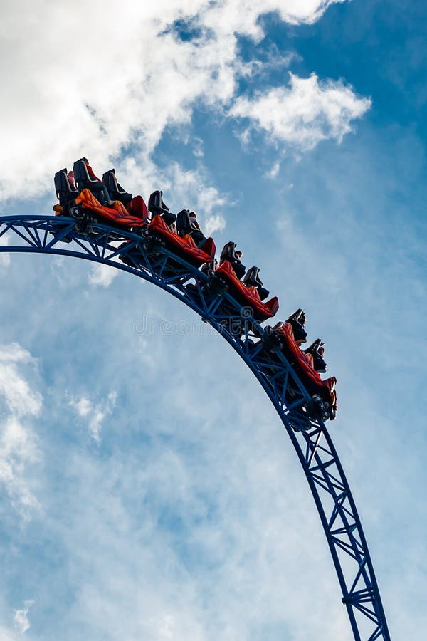Ride Roller Coaster in Motion in Amusement Park Editorial Photography ...