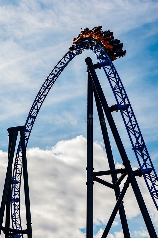 Ride Roller Coaster in Motion in Amusement Park Editorial Stock Photo ...