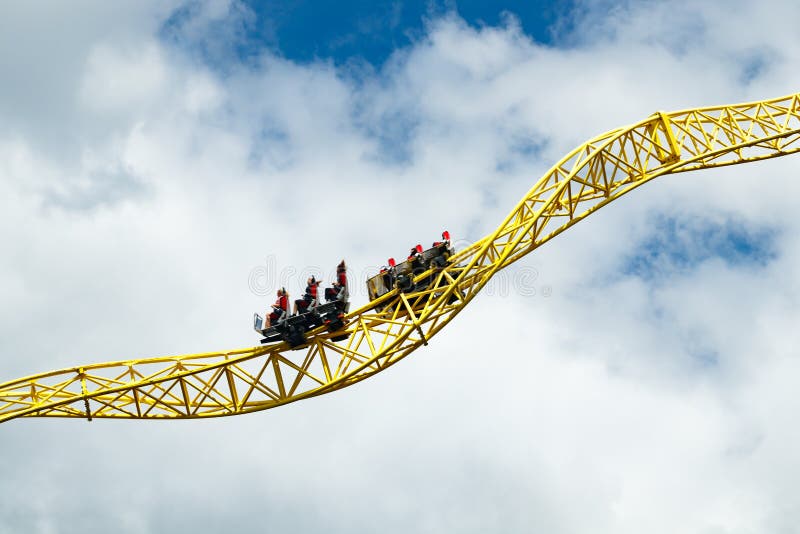 Ride Roller Coaster in Motion in Amusement Park Editorial Image - Image ...