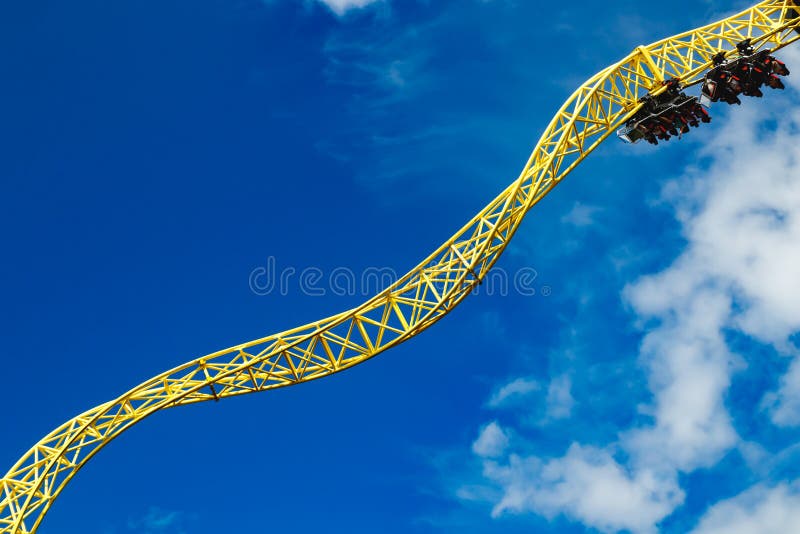 Ride Roller Coaster in Motion in Amusement Park Editorial Stock Image ...