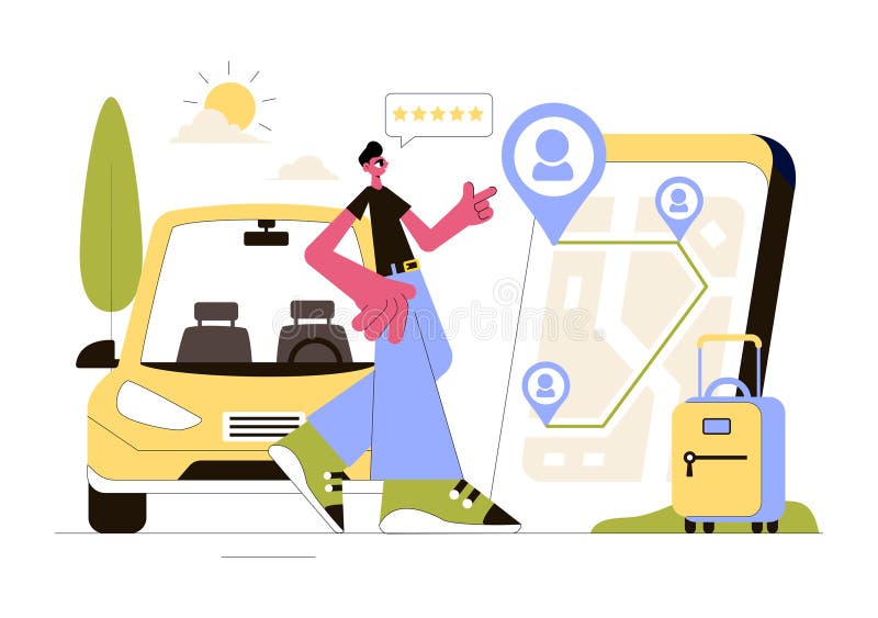 Ride Sharing Vector Illustration Featuring Shared Transportation ...