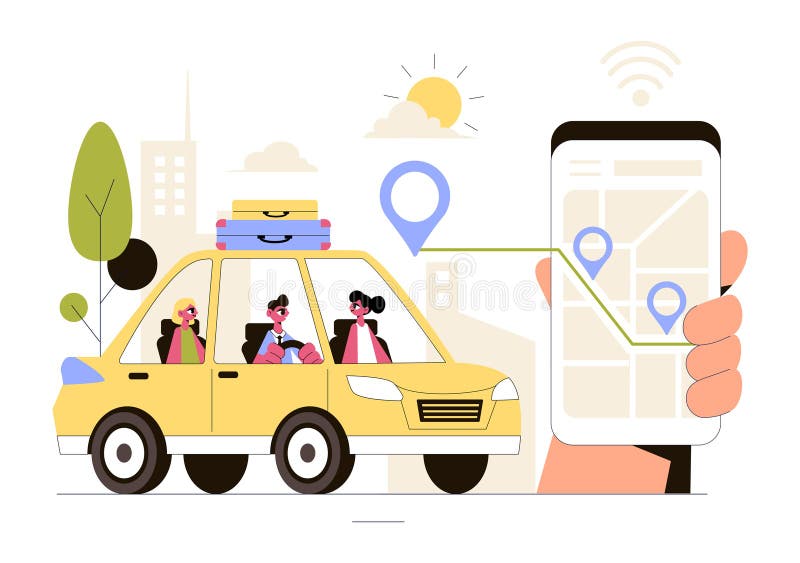 Ride Sharing Vector Illustration Featuring Shared Transportation ...